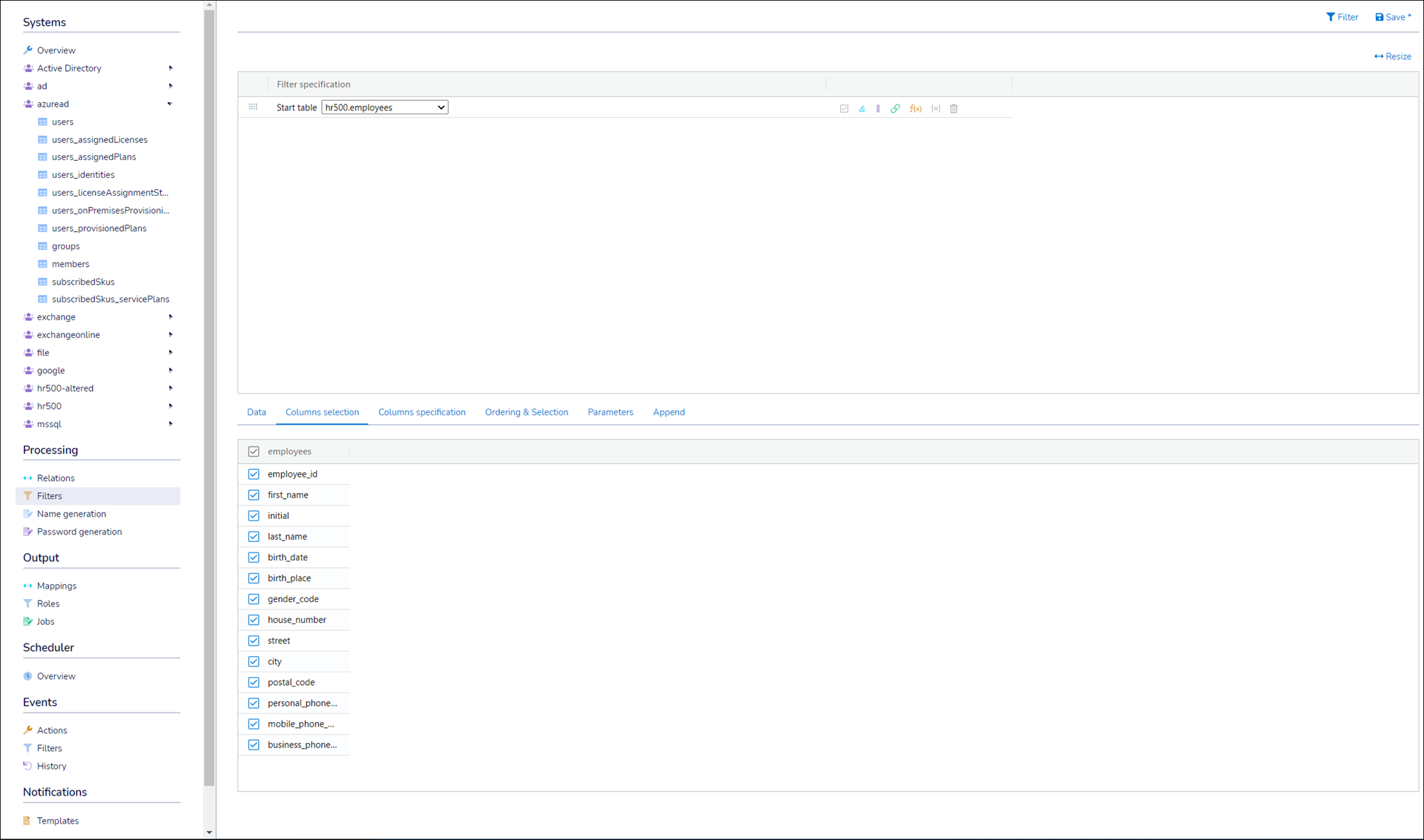 Exclude Columns